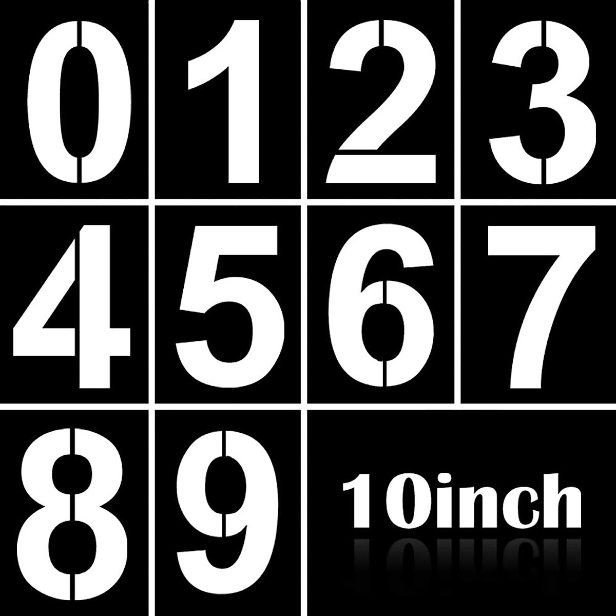 10 Inch Large Number Stencils Kit 0-9 Address Number Stencil Set Reusable Plastic Number Painting Templates Stencils for Address Number Mailbox Signs Road Parking Lot Door Trucks Painting Stencils