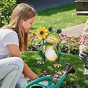 chisheen Garden Frog Statue Outdoor Decor Metal Frog Yard Art Sculpture