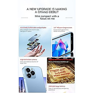 Mini Smartphone Android 10.0 SOYES XS16 4G Stundent Cellphone 5MP 2000mAh 3inch WiFi Bluetooth Handheld Sized Backup Small Mobile Phone Gift for Kid (2GB RAM 16GB ROM, Purple)