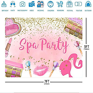 Ticuenicoa Make Up Spa Party Backdrop 7x5ft Pamper Party Decorations Supplies for Girl Princess Woman Pink Beauty Makeup Birthday Photography Background Banner Photo Studio Props