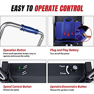 XSTO Heavy Duty Stair Climbing Hand Trucks 550lbs Capacity, Electric Dolly with Back Board Powered Stair Climbing Cart 480W Carbon Steel Frame, Adjustable Handle Stair Climber Trolley(ZW4250)