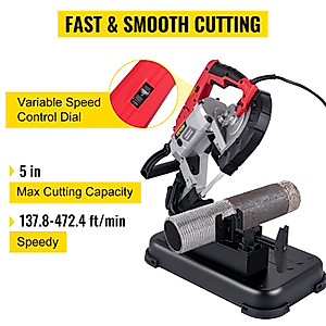 VEVOR Portable Band Saw, 110V Removable Alloy Steel Base Cordless 5 Inch Cutting Capacity Hand held Variable Speed Portable Bandsaw, 10Amp Motor Deep Cut Band saw for Metal Wood