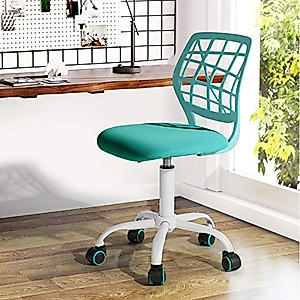 FurnitureR Teens Boys Girls Writing Task Chair Low Mid PP Mesh Back Fabric Seat,Home Children Study Chair (Turquoise, 1pc)