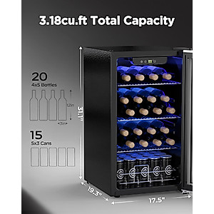 Silonn 26 Bottle Wine Cooler/Cabinet Beverage Refrigerator,Small Mini Wine Cellar for Red,White,Champagne or Sparkling Wine,40f-61f Digital Temperature Control Wine Fridge Glass Door