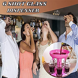 6 Shot Glass Dispenser, 6 Way Shot Dispenser with Glasses for Filling Liquids, Liquor Iced Beverage Dispenser Automatic Wine Dispenser Bar Shot Drink Dispenser for Parties, Housewarming Gift (Blue)