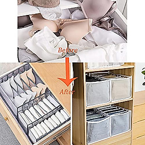 5 Set Foldable Underwear Drawer Organizer,Mesh Closet Underwear Organizer Drawer Divider,Grey
