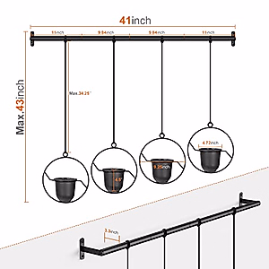 Auledio 4pcs Hanging Planters, Indoor Metal Plant Hanger with Plastic Pots