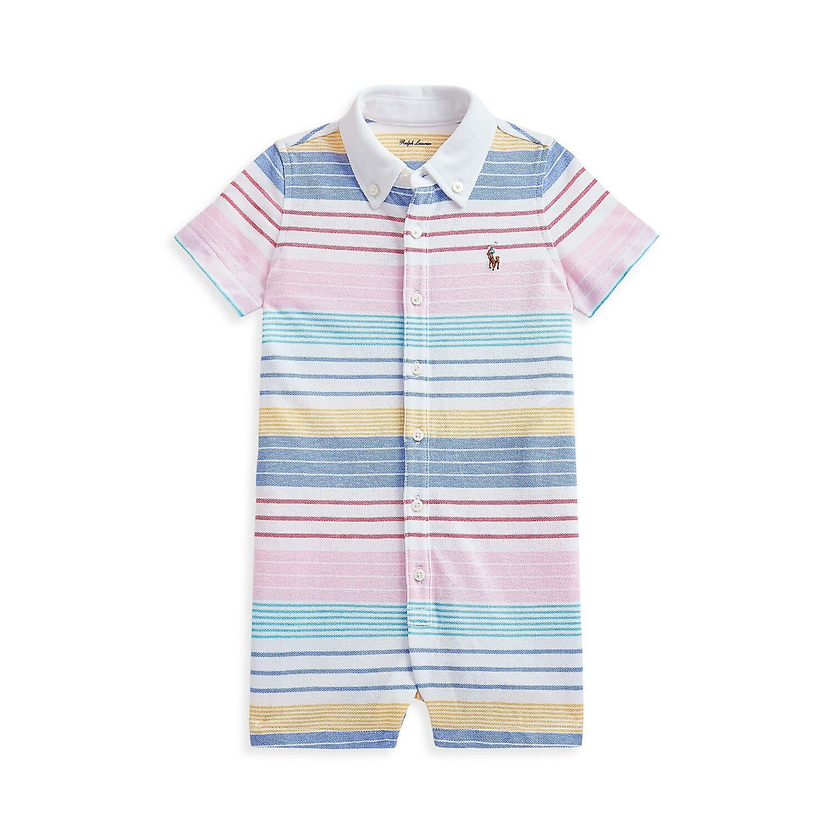 POLO RALPH LAUREN Baby Boy's Striped Knit Oxford Shortall (W(2001)/P, 12 Months)