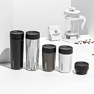 Corkcicle Commuter Cup Insulated Stainless Steel Leakproof Travel Coffee Mug Keeps Beverages Cold for 9 Hours and Hot for 3 Hours, Snowdrift, 17 oz