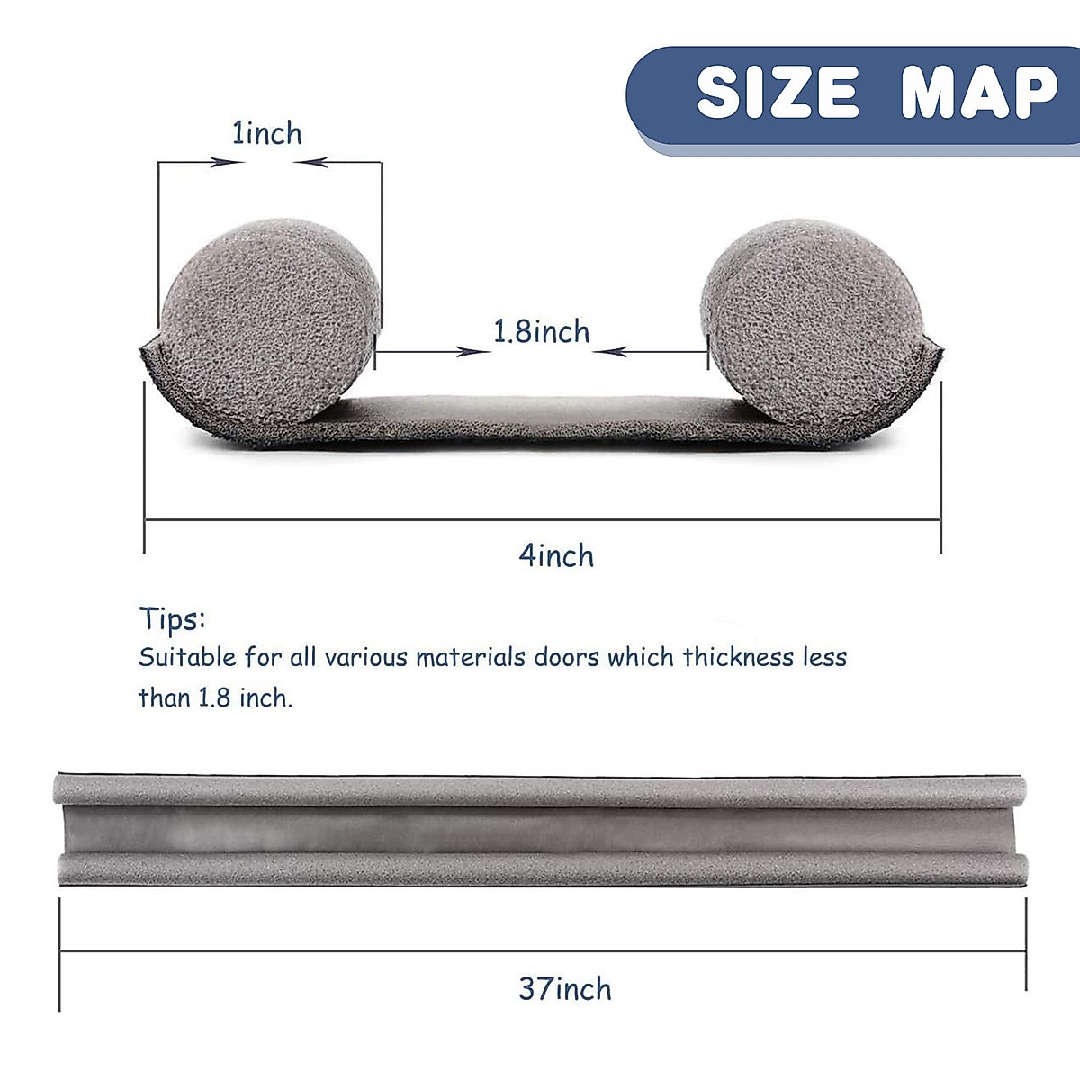 Under Door Draft Stopper,37 Inch Twin Door Draft Stopper Cuttable and Washable,Door Draft Blocker Energy Saving Door Weather Stripping Reduce Noise Window Breeze Blocker Adjustable Door Sweeps, White