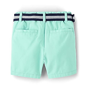 The Children's Place Baby Toddler Boys Belted Chino Shorts, Aqua, 12-18 Months