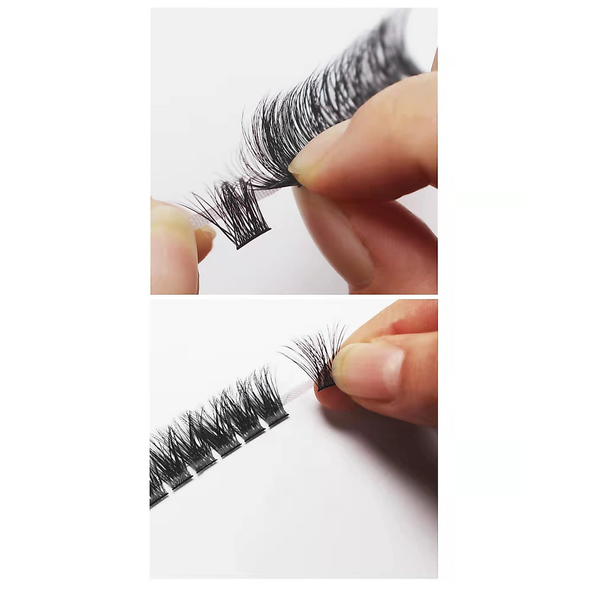 Hannahool 12rows-Large Tray Mixed 8-10-12-14-16mm/Mixed 14-15-16mm/Mixed14mm-16mm/Mixed 18-20mm Wide Stem Individual False Eyelashes Dramatic Black Cluster Eyelashes (mixed14mm-16mm)