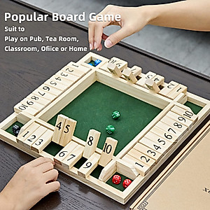 ApudArmis 4-Way Shut The Box 14 Inches, Large Wooden Board Game Set with Dice, Shut-The-Box for Kids & Adults - Learning Addition Classroom Home Party Pub