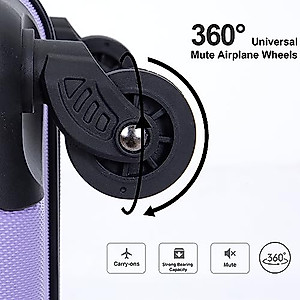 Travelhouse Expandable Hard Shell Luggage 3 Piece Set, PC Hard Wheel Luggage Set with Spinner Wheels, TSA Lock, 20 inch 24 inch 28 inch Women's suitcase set(light purple)