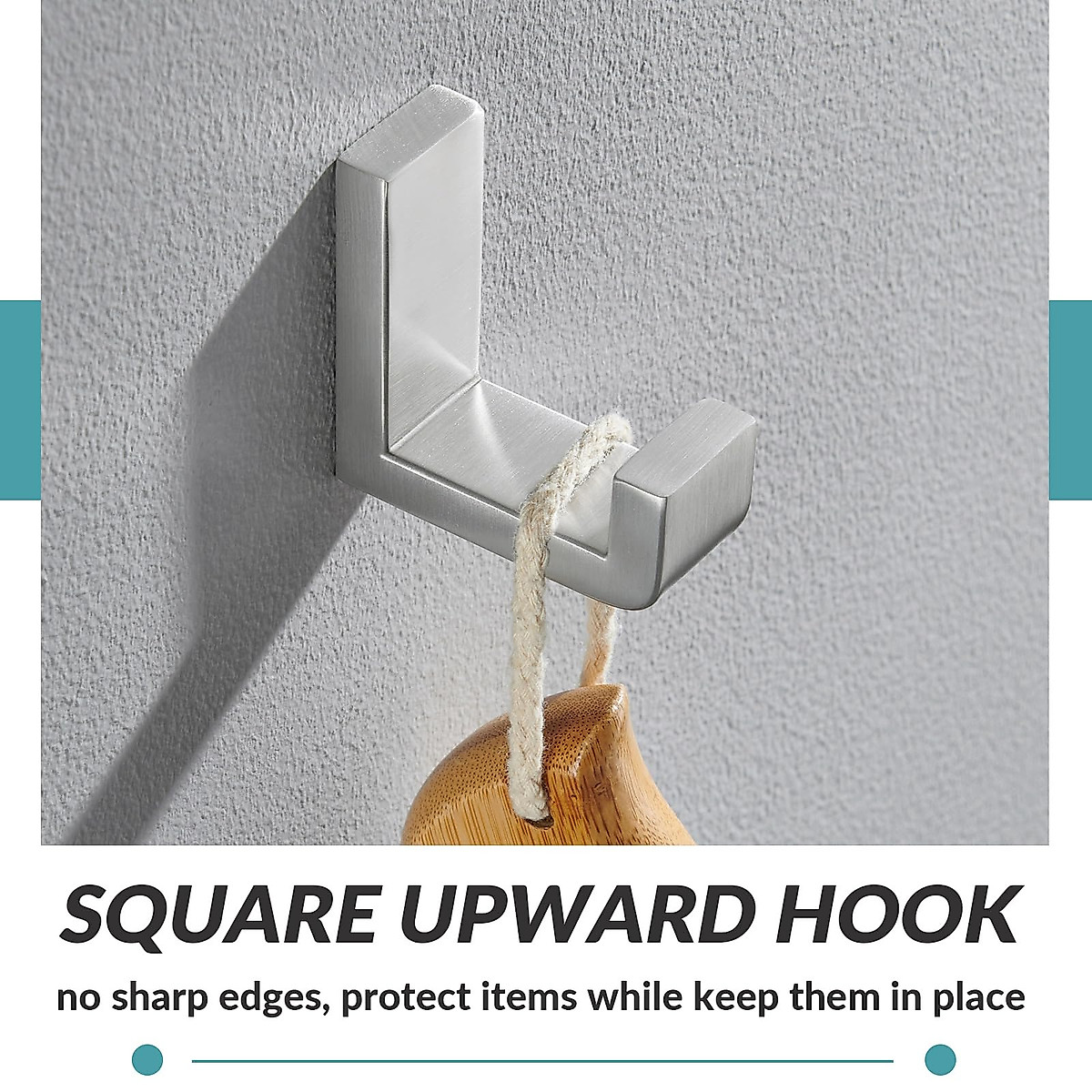 APLusee Brushed Nickel Towel Hook, 304 Stainless Steel Versatile L Shape Clothes Holder, Practical Bathroom Kitchen Storage Hanger, Wall Mounted