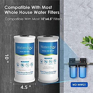 Waterdrop Whole House Water Filter, Carbon Filter, Reduce Iron & Manganese Filter Cartridge, Replacement for GE GXWH40L, FXHTC, Ispring, Culligan® RFC-BBSA, Whirlpool®, Any 10" x 4.5" System, 5 Micron