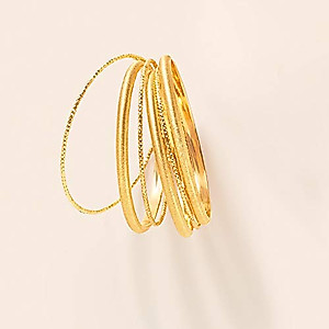 Ross-Simons Italian 18kt Gold Over Sterling Silver Jewelry Set: 7 Bangle Bracelets. 8.5 inches