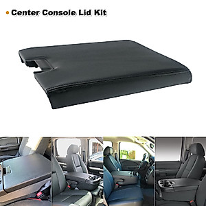 NHILES Center Console Lid Kit with Latch Compatible with 2007-2013 Chevy Tahoe/Avalanche/ 2008-2014 Silverado/GMC Yukon(XL)/Sierra 1500/2500/3500 center console cover replace #20864151（Black）