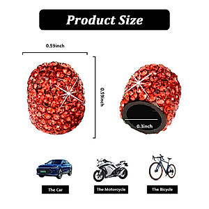Kewucn Bling Car Tire Valve Stem Caps, 4 Pack Handmade Sparkling Crystal Rhinestone Stem Covers, Dustproof Wheel Tire Valve Caps, Universal Accessories for Car Truck Motorcycle Bike (Orange)