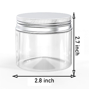 6 Ounce Plastic Jars with Aluminum Lid Leak Proof Clear Containers Jars for Store Liquid, Cosmetic, Cream, 6 Pcs