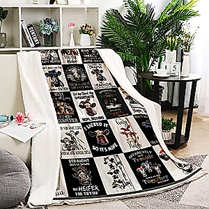 Cow Print Blanket Cow Decor Bedding Throw Blanket for Girl Women Valentine's Birthday Gifts,Funny Farmhouse Animal Fall Winter Warm Soft Sherpa Thick Throw Blanket for Bed Sofa Office