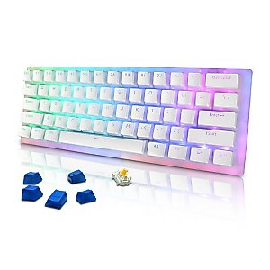 XVX Womier 60% Percent Keyboard, Wired Mechanical Gaming Keyboard, K61 PRO Hot Swappable Dual RGB Backlit Keyboard, with Pudding Keycaps Gaming Keyboard, Pro Driver/Software Supported - Yellow Switch