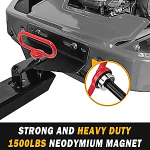 EilxMag Magnetic Hitch Pin, Lawn Mower Trailer Hitch Pins - Strong Heavy Duty Neodymium Magnet Trailer Gate Pin for Mowers, Lawn Tractors, Towing Cargo, ATV - Simple One Handed Hook On & Off（Red）