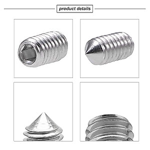 50 Pcs M5x10mm Internal Hex Socket Set Grub Screws Cone Point 304 Stainless Steel Screw, Key Socket Cone Point Grub Screw/Set Screws
