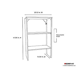 ClosetMaid SuiteSymphony Wood Shelf Unit, 2 Shelves, Adjustable For Storage, Closet, Clothes, Shoes, Décor, TV, Books, Pure White, 25" Tower Base