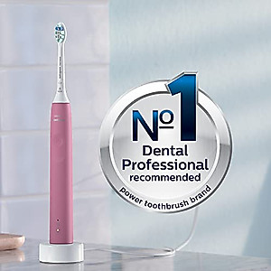 Philips Sonicare 4100 Rechargeable Electric Toothbrush, with Pressure Sensor, 2 Intensity Settings, SmarTimer and QuadPacer, 14-Day Battery Life, Deep Pink, Model HX3681/26