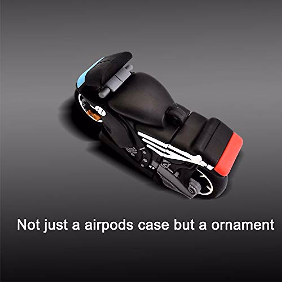 Motorcycle Vehicle Silicone Case Compatible with Airpods2 and Airpod1 Headphones Cover with Keychian for Mens Boys TeenagersBlack(Glow in Dark