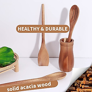Delicate Wooden Utensils For Cooking, Set of 3, Wood Kitchen Utensils Cooking Tools, 12 Inch Acacia Wooden Spoons Spatula Set, Cooking Gadgets Safe For Nonstick Cookware, Easy To Use