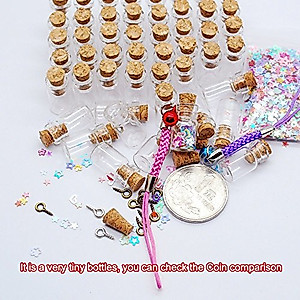 CTKcom 100pcs 0.5ml-extra Mini Tiny Clear Glass Jars Bottles with Cork Stoppers, Glass Bottles for Decoration, Arts & Crafts, Projects, Party Favors,100 Botlles + 100 Screws