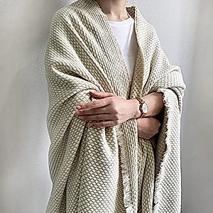 ZonLi Soft Throw Blanket for Couch, 50"x60" Weave Blanket with Tassels & Diamond Pattern,Soft Lightweight Shawl Blanket Decoration Blanket for Living Room, Sofa, Bed