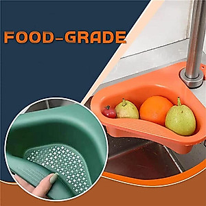 Swan Drain Basket for Kitchen Sink, 2Pcs Triangle Sink Drain Rack Kitchen Sink Strainer Basket, Multifunctional Kitchen Triangular Sink Filter, Fits Sinks (1PC, Green)