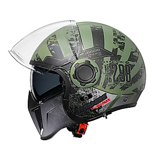 TRIANGLE Full Face Motorcycle Helmets,Off-Road Motocross Helmet for Men & Women,Dual Visor with Internal Tinted Sunshield,Open Face 3/4 Adult Racing Helmet DOT Approved(XXL)