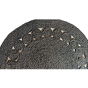 100% Jute Handwoven Round Black (2 x2 ft)