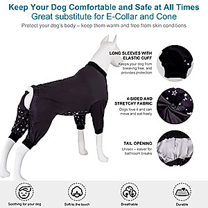 LovinPet Lovinpet Dog Clothes for Pitbull - Lucky Stars Cozy Dog Pajamas, Slim fit, Lightweight Pullover Pajamas, Full Coverage Dog pjs, Please Read Size Chart Before Ordering,Black 3XL