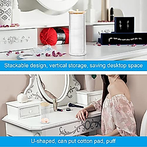 Storage Box, Cosmetic Cotton Pad Dispenser, Clear Makeup Cotton Swabs Holder Organizer Round Storage Bins with Cover for Daily Use