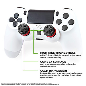 KontrolFreek Call of Duty: Black Ops Cold War Performance Thumbsticks for PlayStation 4 (PS4) and PlayStation 5 (PS5) | 2 High-Rise, Convex | Black/Red