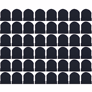 48 Pack Winter Beanies, Bulk Cold Weather Warm Knit Skull Caps, Mens Womens Unisex Hats (Black)