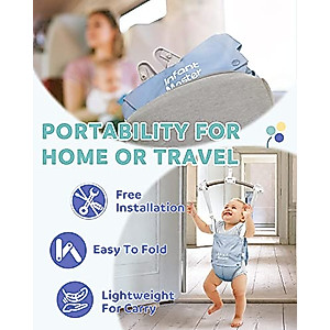 Infant Master Doorway Jumper, Johnny Jumper w/ Adjustable Seat Bag, Durable Baby Door Bouncer & Swing Jumper w/ Steel Spring, Wise Gift Choice for Infant & Toddler, Easy to Use, Blue
