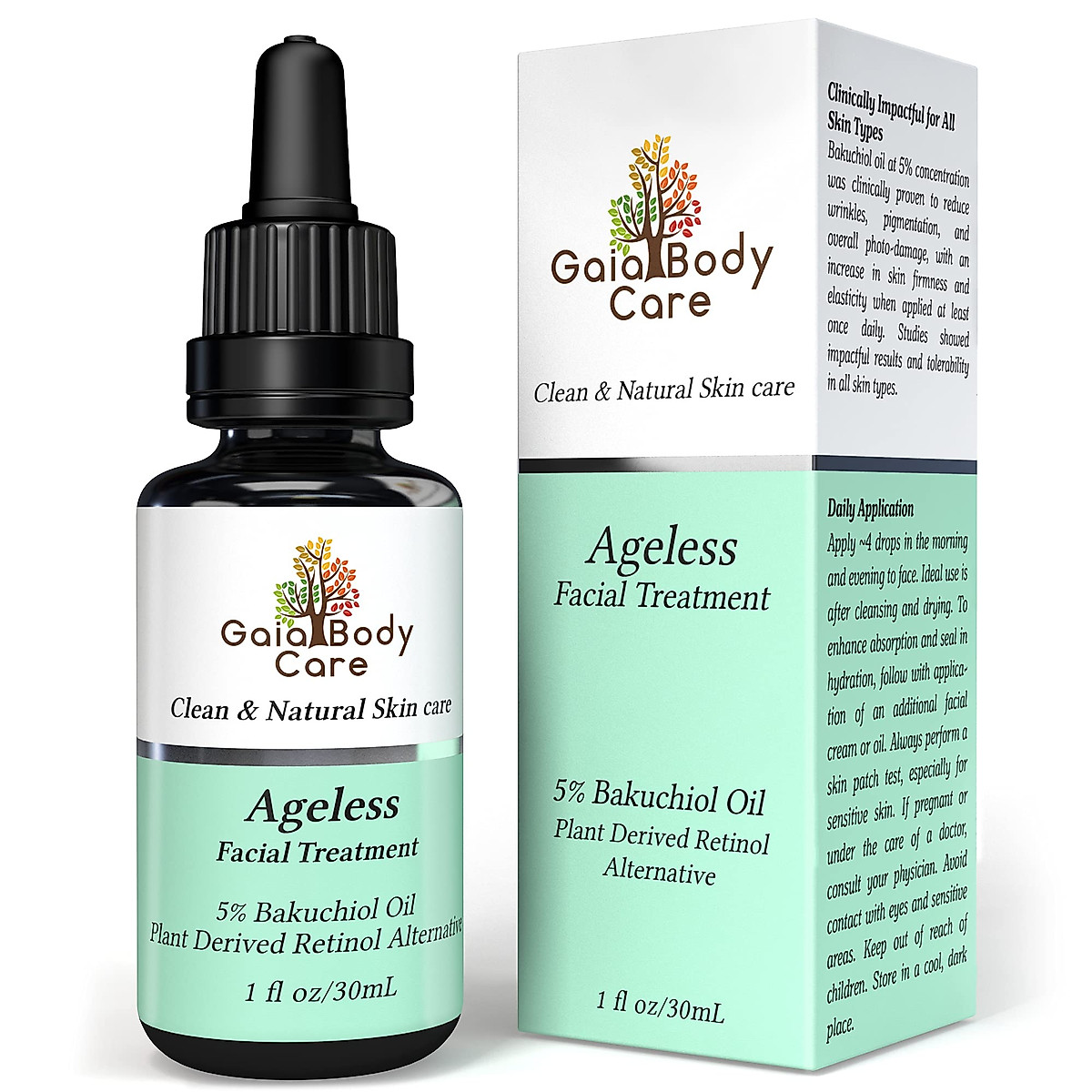 Gaia Body Care 5% Bakuchiol Oil Organic - (1ounce) - Anti Aging, Antiwrinkle, Reduces Fine Lines, Smooths Skin, Hydrates - Plant Based Bakuchiol Serum - Best Retinol Alternative Facial Oil (Rose)