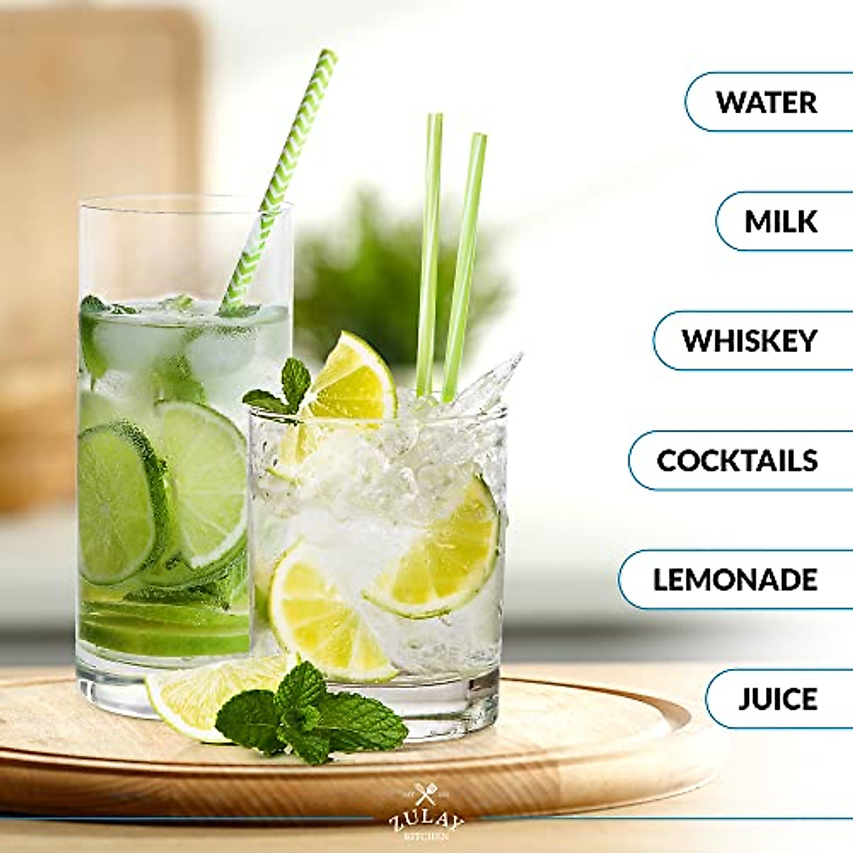 Zulay Plastic Tumblers Drinking Glasses Set of 8 Clear - 4 Each: 12oz and 16oz Acrylic Cups For Kitchen - Unbreakable, Dishwasher Safe Plastic Glasses Set