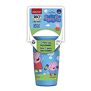 Playtex Sipsters Stage 2 360 Degree Peppa Pig Spill-Proof, Leak-Proof, Break-Proof Spoutless Cup for Girls, 10 Ounce - 2 Piece Cup with lid