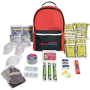 Ready America Tornado Emergency Kit 2-Person, 3-Day Backpack, Includes Emergency Food, Water, First Aid Kit, Survival Blanket, Safety Goggles, Portable Disaster Preparedness Go-Bag