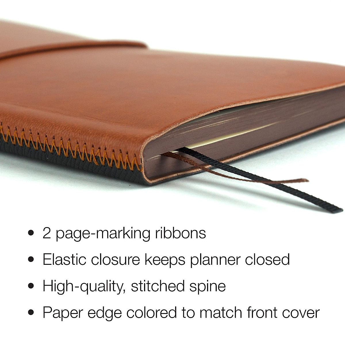 2024 Planner/Pocket Calendar 4"x7": 14 Months (Nov 2023 - Dec 2024) Weekly, Monthly Calendars, Leather Material, Elastic Closure, Decorative Stitching, Page Finder Ribbons and Notes Pages(Brown/Black)