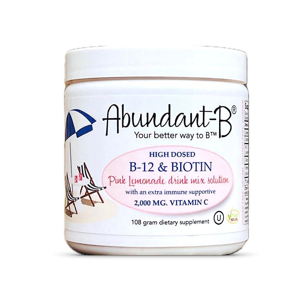 Sufficient-C Abundant-B High-Dose Methyl B-12 and Biotin Pink Lemonade Energy Drink Mix Solution - Flavor w/Function in Each Refreshing sip!