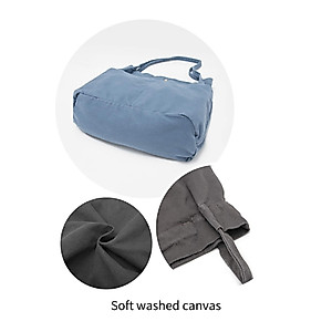 Jeelow Washed Canvas Market Tote Handbag Shoulder Bucket Bag Purse With Pockets For Men & Women