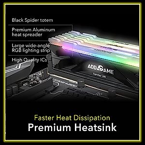 addlink AddGame Spider X4 RGB DDR4 RAM 32GB (2x16GB) Gaming 3200MHz with Heatsink 288-Pin, CL16 1.35V Intel XMP 2.0, UDIMM Dual Channel, Compatible Desktop Computer Memory - Black (AG16GB32C16X4UBX2)